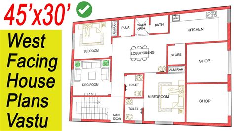 45X30 House Plans West Face House Plans Per Vastu 150 Gaj House