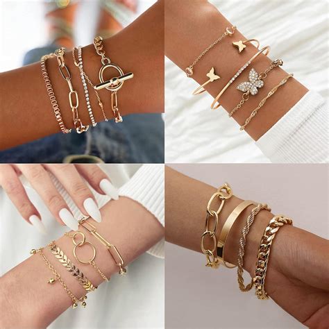 Dochais 30 Stück Boho Gold Armbänder Set Geschichtet Armband