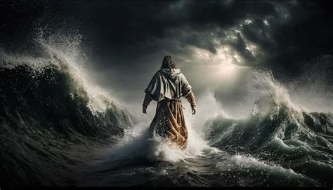 Fe en la tormenta jesús caminando sobre el agua en medio del viento y