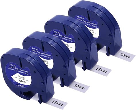 Kamo 4x Ruban Cassette Compatible Pour Dymo LetraTag 91201 91221 12mm