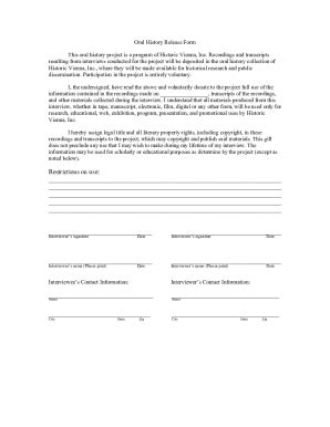 Fillable Online Oral History Release Form Docx Fax Email Print PdfFiller