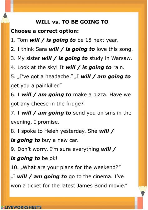 Ejercicio De WILL Vs GOING TO English Teaching Materials Learning