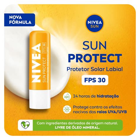 Protetor Solar Nivea Hidratante Labial Sun Protect FPS 30 4 8 G