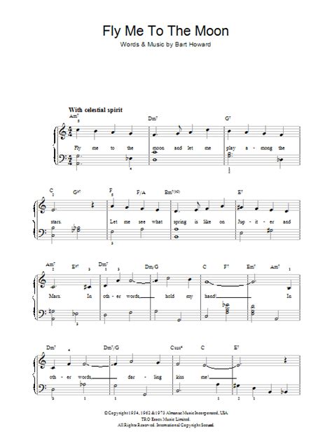 Fly Me To The Moon In Other Words By Frank Sinatra Sheet Music For