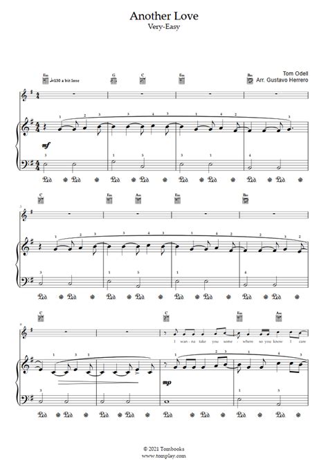 Another Love Very Easy Level Solo Piano Tom Odell Piano Sheet Music