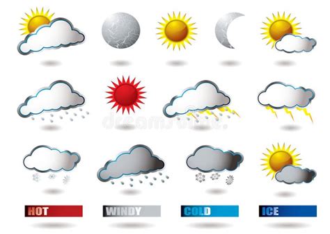 De Pictogrammen Van Het Weer Vector Illustratie Illustration Of