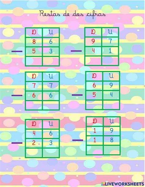Restas De Dos Cifras Sin Prestar Worksheet