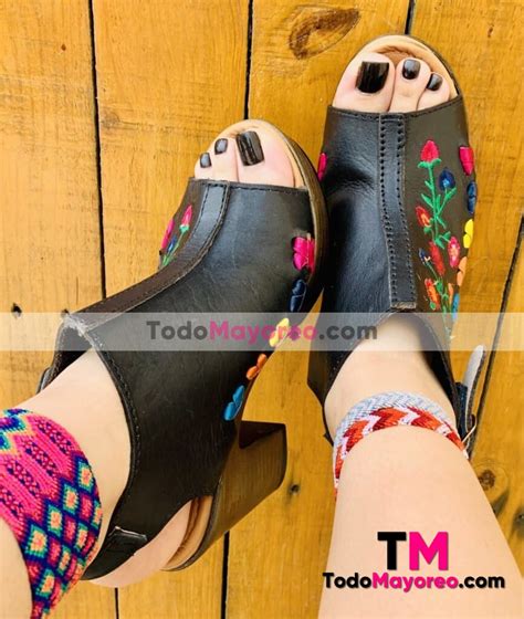 Zs00951 Huaraches Artesanales Mexicanos De Plataforma Para Mujer Color