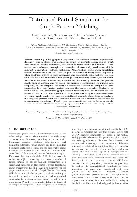 distributed partial simulation for graph pattern matching