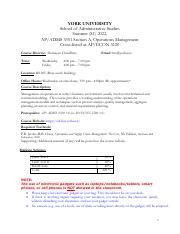 S1 Summer 2022 ADMS 3351 Section A Course Outline LECT Pdf YORK