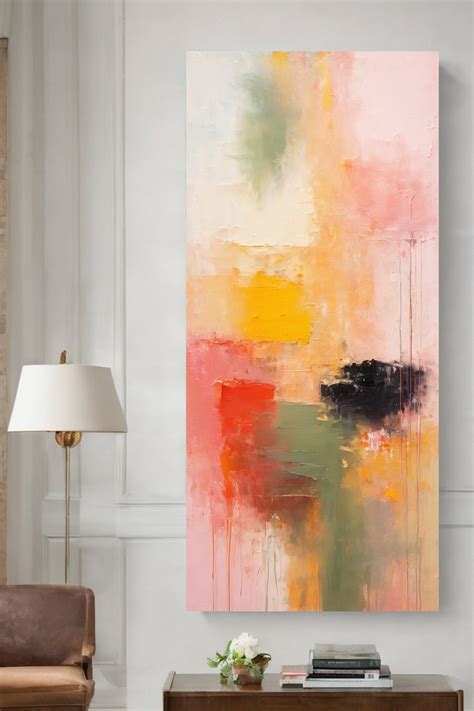 Pink And Green Wall Art For Hallway Long Narrow Wall Art Pink Large