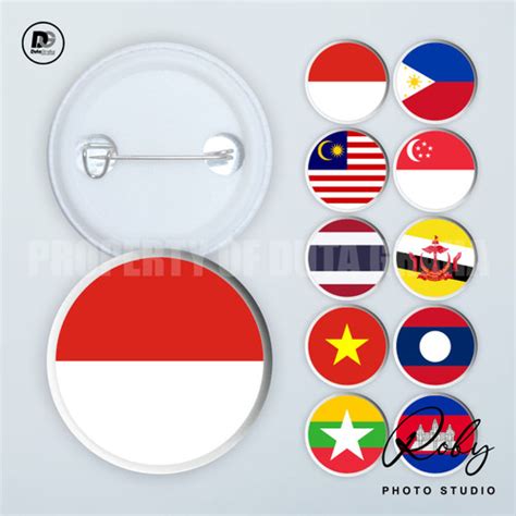 Jual PIN PRESS BENDERA NEGARA ASEAN Pin Bros Aksesoris Souvenir FLAG