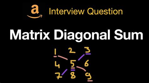 matrix diagonal sum leetcode 1572 python youtube