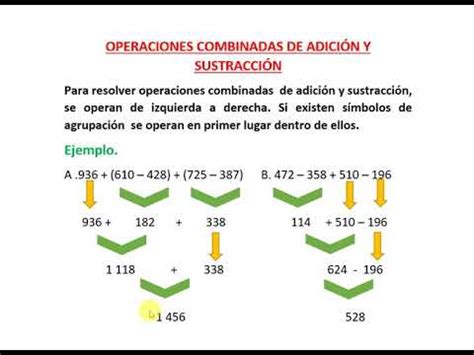 OPERACIONES COMBINADAS DE ADICIÓN Y SUSTRACCIÓN YouTube