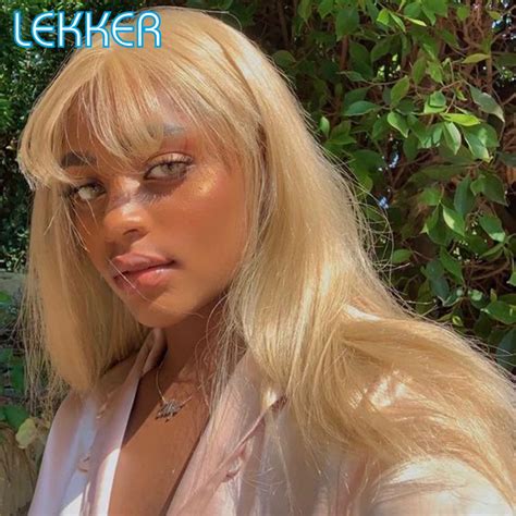 Lekker Highlight 613 Blonde Droite Perruque De Cheveux Humains Avec Une