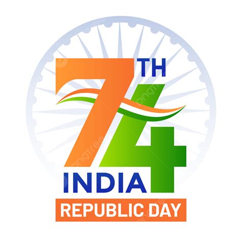 74th Republic Day Of India Celebration With Ashoka Chakra Illustration