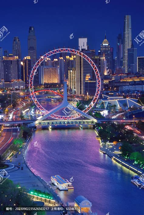 天津之眼城市建筑风光夜景 都市风光 建筑摄影 摄影素材 汇图网www huitu