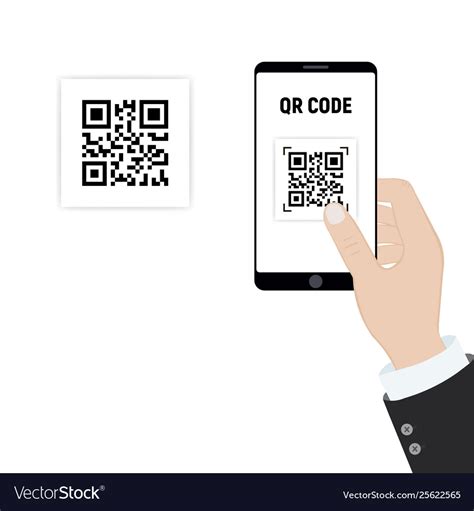 Scan Qr Code To Mobile Phone Electronic Digital Vector Image