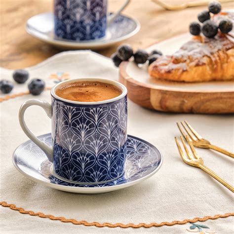 Emsan Blue Star 6 Kişilik Kahve Fincan Takımı 90 ml Kaşmir Halı