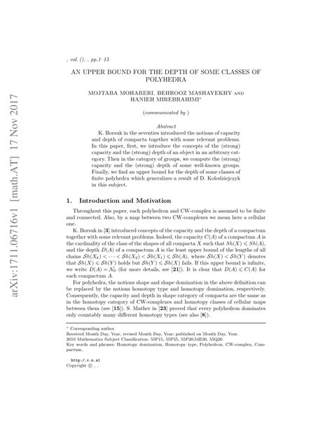 pdf an upper bound for the depth of some classes of polyhedra