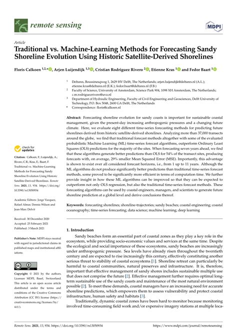 pdf traditional vs machine learning methods for forecasting sandy shoreline evolution using