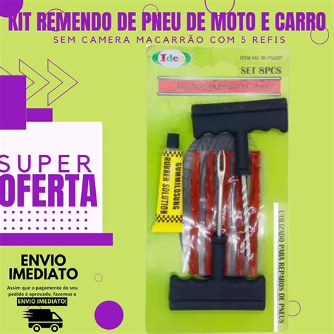 Kit Reparo Abs Remendo De Pneu Motos e Carros Sem Camara Macarrão Pneu
