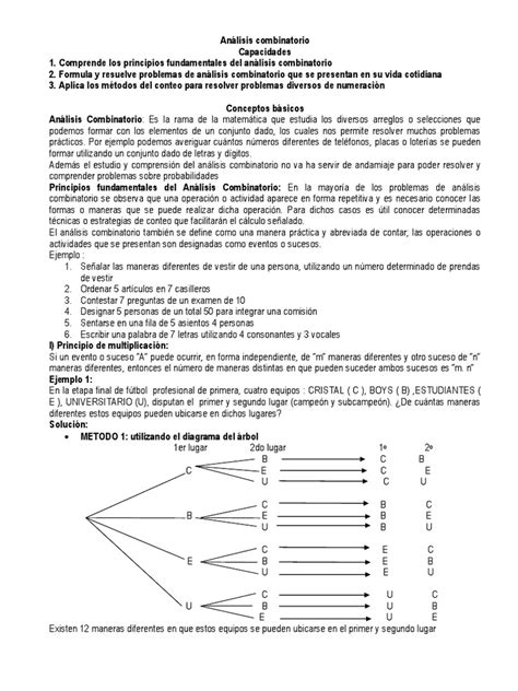 analisis combinatorio 11 pdf combinatoria conjunto matemáticas