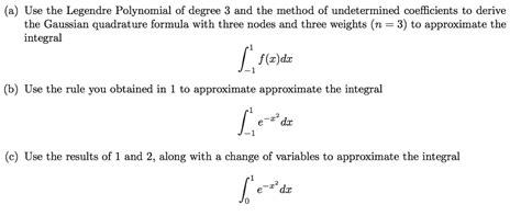 solved use the legendre polynomial of degree 3 and the method of undetermined coefficients to