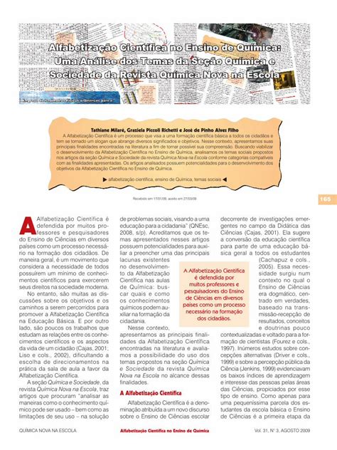 PDF Alfabetização Científica no Ensino de Química Uma Análise dos