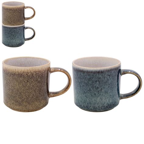 REACTIVE GLAZE STACK MUGS SET2 Lesser Pavey
