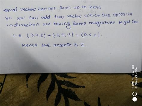 the minimum number of unequal vectors whose vector sum can be zero is