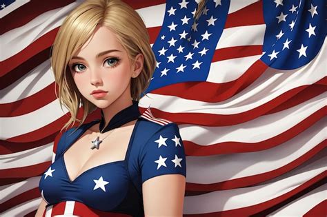 Premium Ai Image Manga Anime Girl Dressed As American Flag