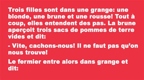 Blague drôle Trois filles sont dans une grange Breakforbuzz
