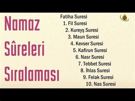 Namaz surelerinin okunuş sırası tablosuna göre namaz sureleri hangi