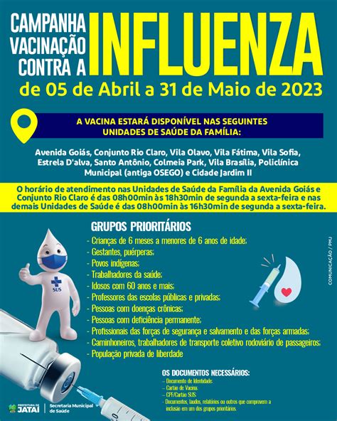 CAMPANHA DE VACINAÇÃO CONTRA A INFLUENZA EM JATAÍ TEM INÍCIO HOJE 05 DE