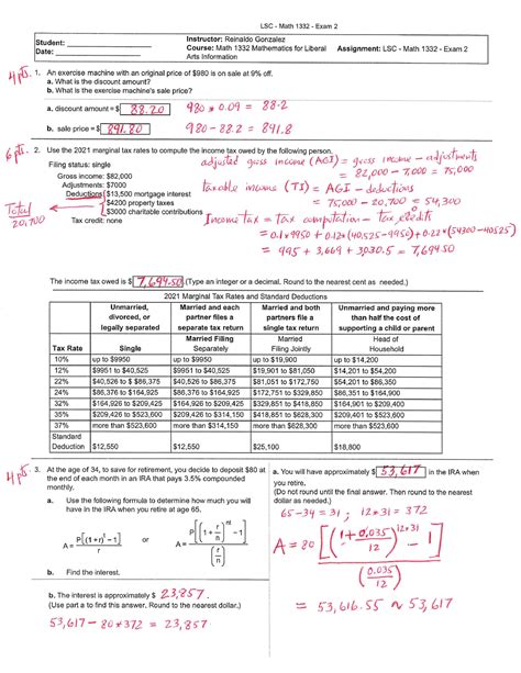 LSC Math 1332 Exam 2 Solutions MATH 1332 Studocu