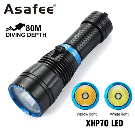 Asafee D185 潛水手電筒水下部 80 米 4000LM 專業水肺手電筒 XHP70 LED IPX8 防水磁性 蝦皮購物