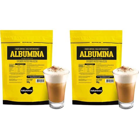 Kit 2X Albumina Refil 1000g Café Mocaccino Naturovos OtimaNutri