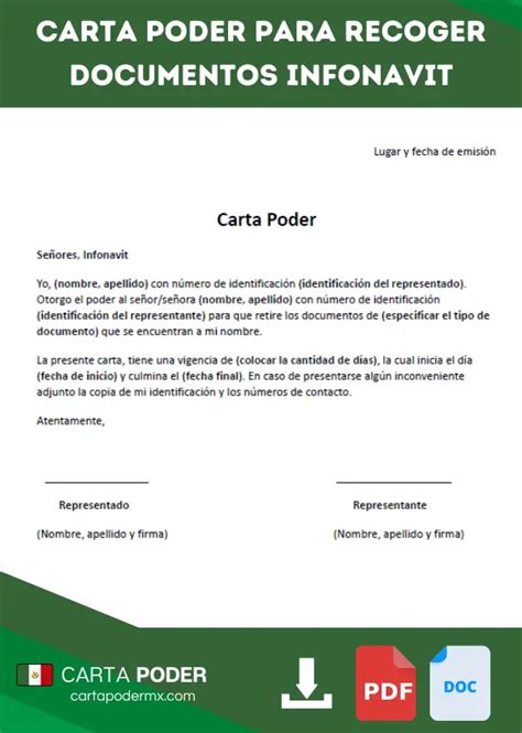 ᐅ Carta Poder para Recoger Documentos de Infonavit