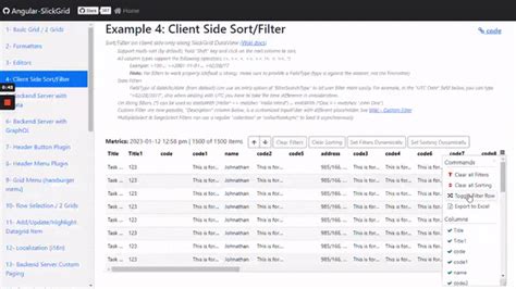 angular in slick grid while scrolling through columns using horizontal bar when toggle filter