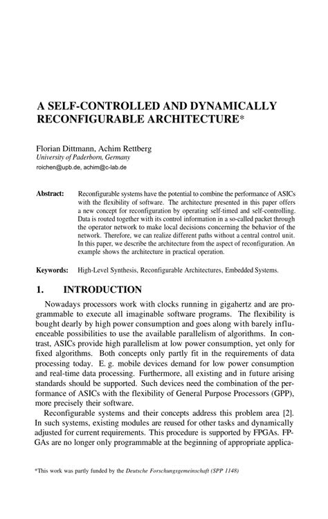 pdf a self controlled and dynamically reconfigurable architecture
