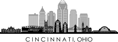 CINCINNATI City OHIO SKYLINE Outline Silhouette Vector Svg Eps Png