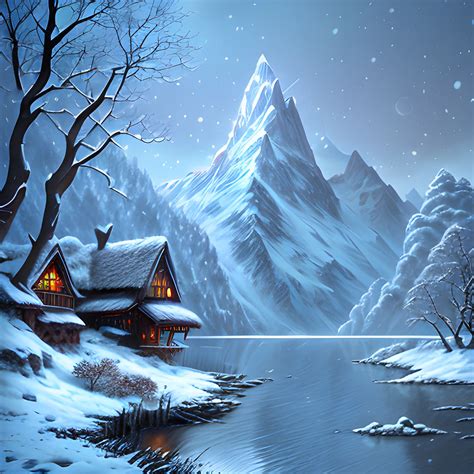 Fantasy Winter Landscape With Yeti Oil Painting Arthub Ai