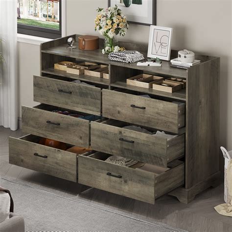Drawers Dresser Modern Storage Tower Dressers For Bedroom Grey