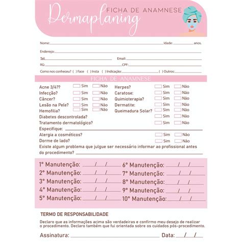 Kit Bloco De Cuidados Ficha De Anamnese Dermaplaning Shopee Brasil