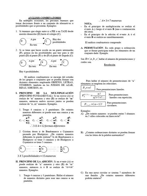 analisis combinatorio pdf permutación combinatoria