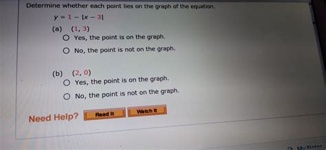 solved determine whether each point lies on the graph of the