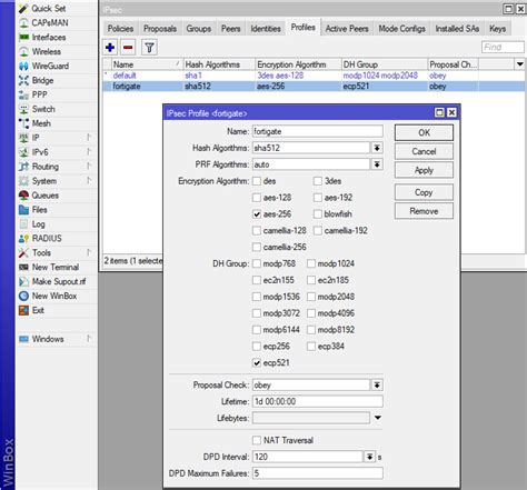 IKEv2 IPsec Site To Site VPN Fortinet FortiGate Mikrotik RouterOS