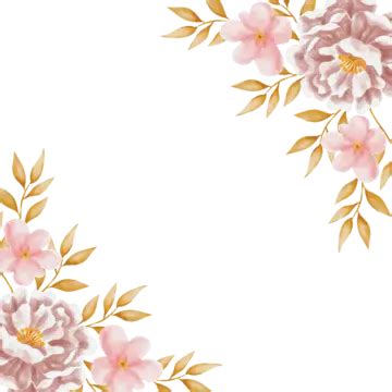 Vintage Peony Watercolor Flower Border Wedding Floral Watercolor PNG