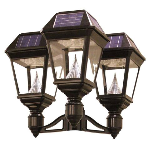 Gama Sonic Imperial II 3 Head Solar Black Outdoor Integrated LED Post